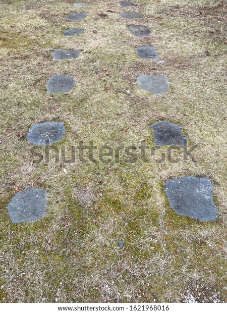 Gray Slate Pathway Grass Yard Stock Photo 1621968016 | Shutterstock