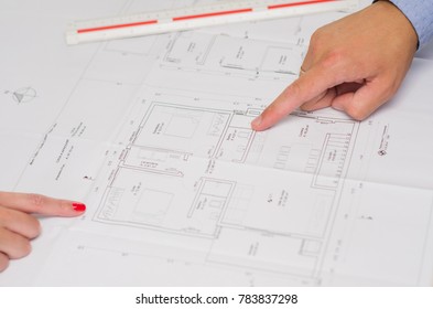 Architect Designer Engineer Sketching Drawing Draft Stock Photo ...