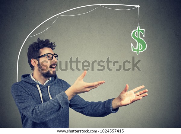 Greedy Young Man Chasing Dollar Bill Stock Photo 1024557415 | Shutterstock