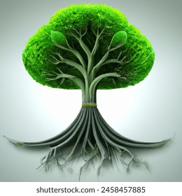 Floating Green Tree Roots No Ground AI-generated image 2472618789 ...