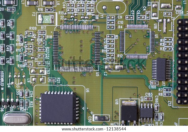 Green Computer Board Chips Components Stock Photo (Edit Now) 12138544