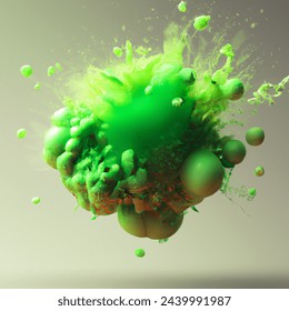 Two Fluids Green Yellow Dropping Above AI-generated image 2453918037 ...
