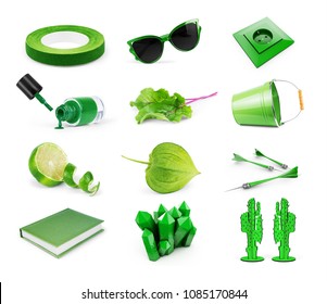 Green Objects On White Background Glasses Stock Photo 1085170844 ...