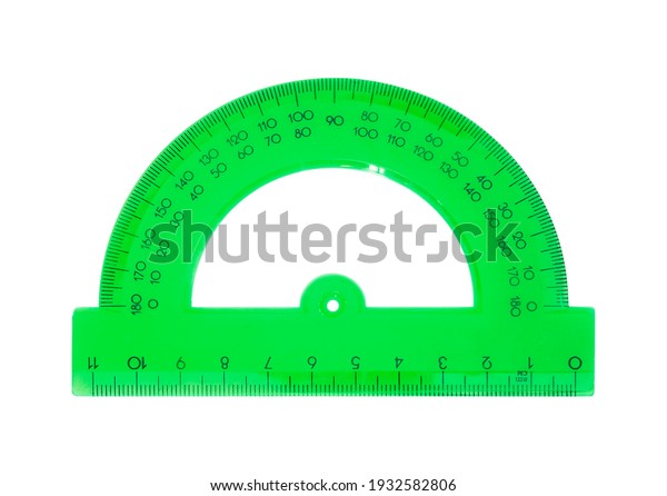 Green Protractor Measuring Angle Isolated On Stock Photo 1932582806 ...