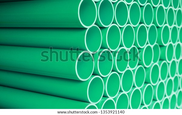 Green Pvc Pipe Background Selective Focus Stock Photo 1353921140 ...