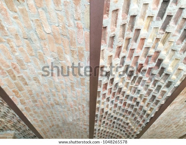Grey Red Brick Ceiling Texture Background Stock Photo 1048265578 ...