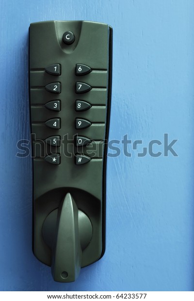 Grey Security Numbered Door Lock Against Stock Photo 64233577 ...