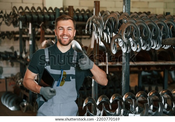 Grey Uniform Man Workstation Developing Details Stock Photo 2203770169 ...