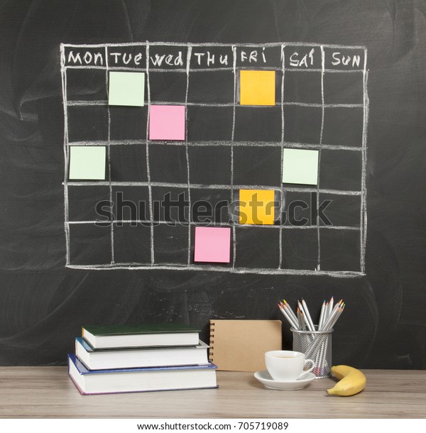 Grid Timetable Schedule Note Paper On Stock Photo (Edit Now) 705719089