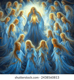 Group Ancient Translucent Etheric Beings Different AI-generated image ...