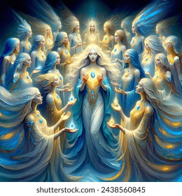 Group Ancient Translucent Etheric Beings Different AI-generated image ...