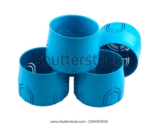 Group Blue Electrical Junction Boxes Isolated Stock Photo 1344354518 ...