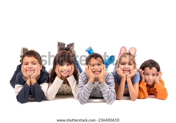 Group Children Posing Isolated White Stock Photo 236400610 | Shutterstock