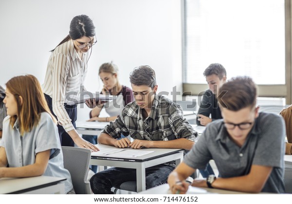 Group High School Students Doing Exam Stock Photo 714476152 | Shutterstock