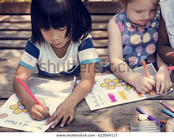 Group Kindergarten Kids Friends Drawing Art Stock Photo 622064117 ... Group Kindergarten Kids Friends Drawing Art Stock Photo 622064117 ...