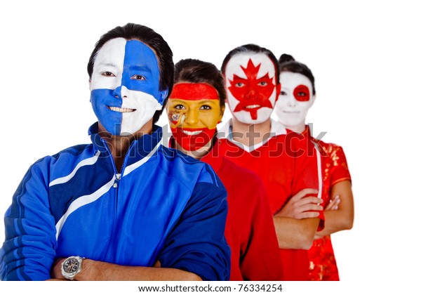 Group People Flags Different Countries Painted Stock Photo 76334254 ...