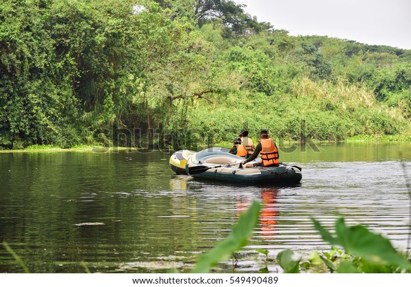 Group People Float On Inflatable Rubber Stock Photo 549490489 ...
