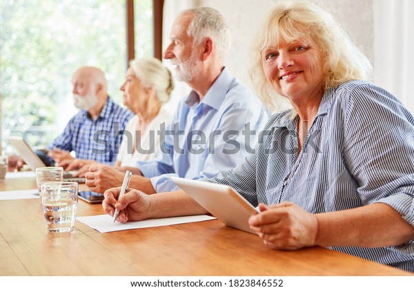 Group Seniors Learning Computer Course Tablet Stock Photo 1823846552 ...