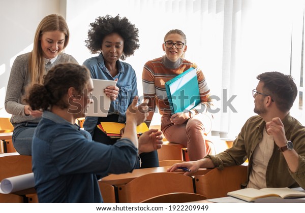 Group Students Classroom Preparing Lecture Stock Photo 1922209949 ...