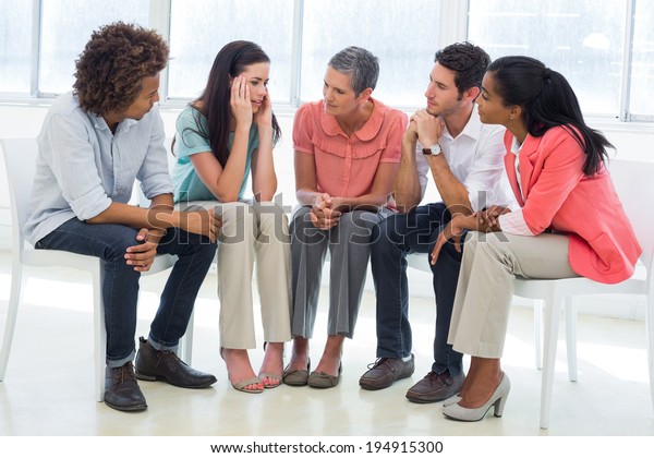 Group Therapy Session Sitting Circle Bright Stock Photo 194915300 ...