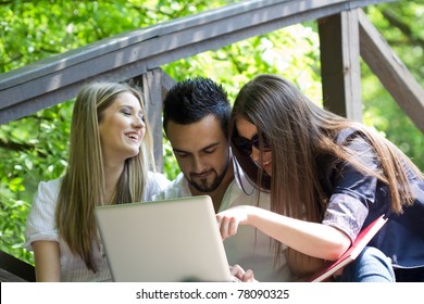 Group Three Young People Using Laptop Stock Photo 78090325 | Shutterstock