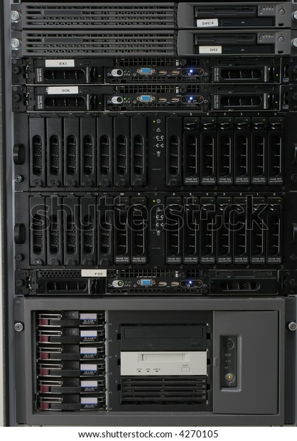 Group Typical Rack Mounted Servers Computer Stock Photo 4270105 ...