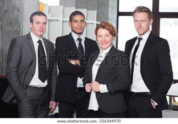 Group White Collar Workers Posing Camera Stock Photo 326344970 ...