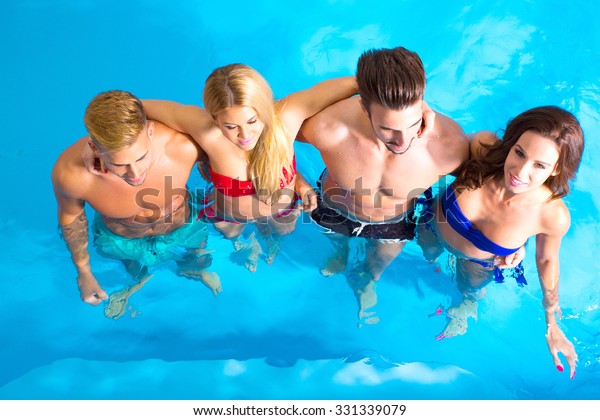 Group Young Friends Relaxing Together Swimming Stock Photo (Edit Now ... Group Young Friends Relaxing Together Swimming Stock Photo (Edit Now ...