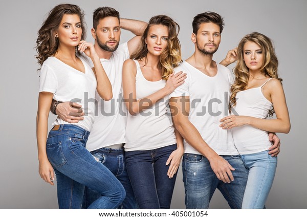 Group of young models posing