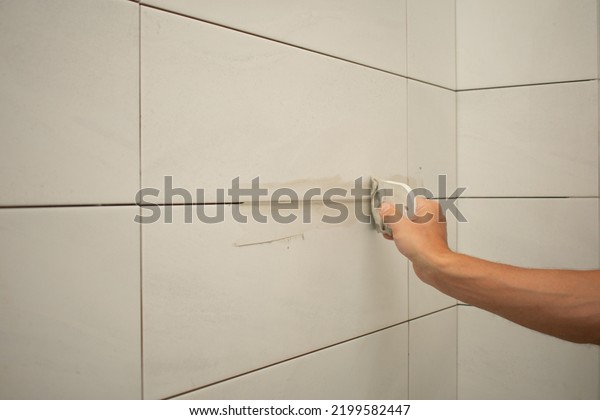 Grouting Ceramic Tiles Spatula Stock Photo 2199582447 | Shutterstock