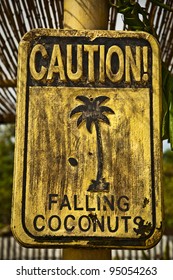 Guide Fun Sign Falling Coconuts Blackwhite Stock Photo 420310933 ...
