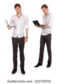 Guy Computer Isolated Under White Background Stock Photo 222735952 ...