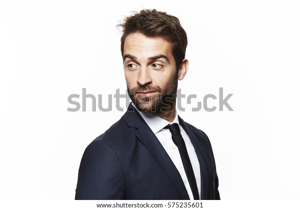 Guy Looking Back Over Shoulder Studio Stock Photo (Edit Now) 575235601