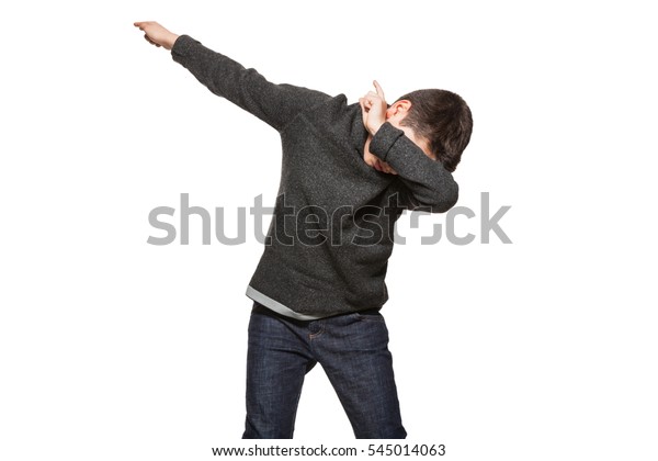 Guy making Dab, Portrait im Studio Stockfoto (Jetzt bearbeiten) 545014063