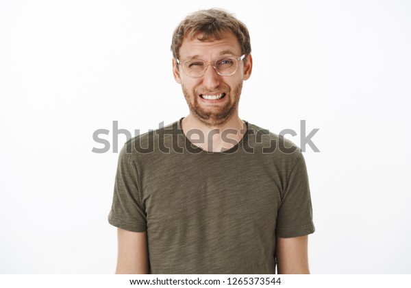 Guy Squinting Making Funny Face Eating Stock Photo 1265373544 ...