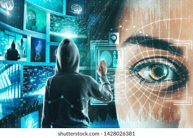 Hacker Biometric Interface Face Id Hacking Stock Photo 1428026381 ...