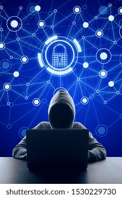 Hacker Desktop Using Laptop Creative Glowing Stock Photo 1530229730 ...