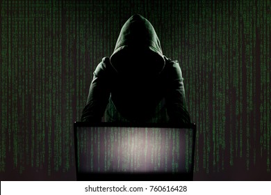 Hacker Front His Computer Dark Face Stock Photo (Edit Now) 793494664
