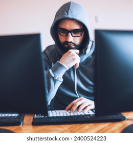 Hyper Realistic Scene Hacker Nerd Man AI-generated image 2520064143 ...