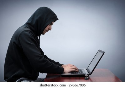 Hacker Stealing Information Computer Desk Stock Photo (Edit Now) 127966637