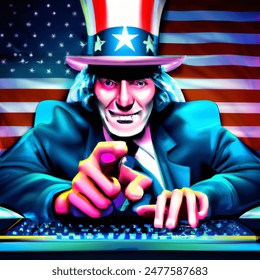 Cyberpunk Photo Uncle Sam Norman Rockwell AI-generated image 2489531325 ...