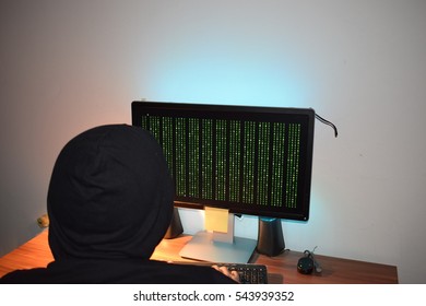 Hacker Using His Computer Crime Hacking Stock Photo 543939352 ...