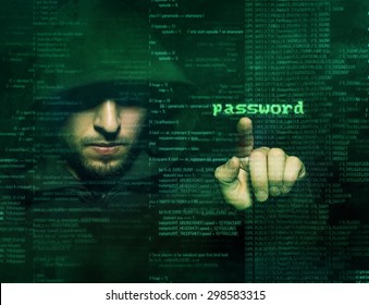 Hacker Work Graphic User Interface Around Stock Photo 298583315 ...