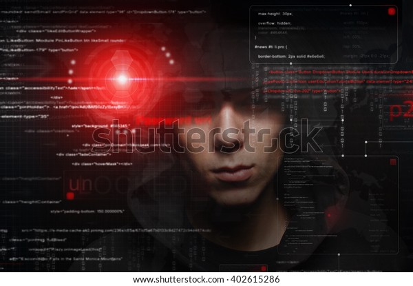 Hacker Work Graphic User Interface Around Stock Photo 402615286 ...