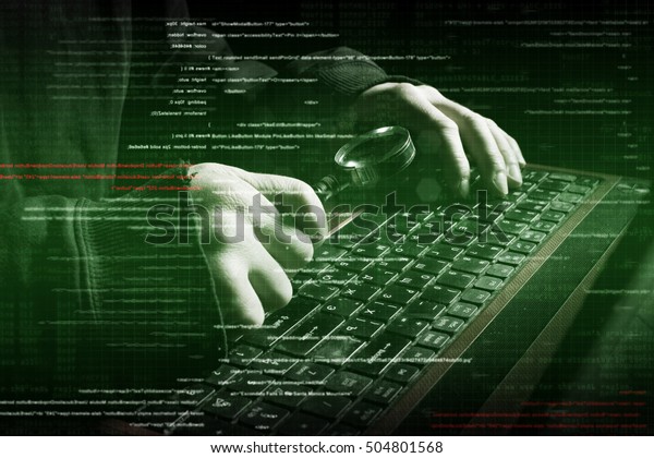 Hacker Work Graphic User Interface Around Stock Photo 504801568 ...