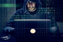 Hacker working using computer featuring computer, technology, and cyber ...