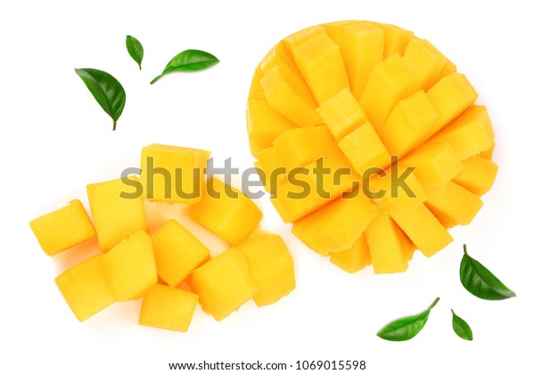 Half Mango Fruit Decorated Leaves Isolated Stock Photo (Edit Now ...
