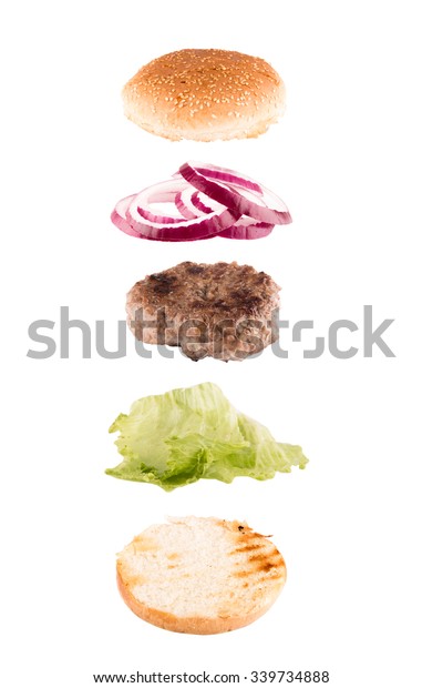 Hamburger Exploded Into Layers Stock Photo 339734888 | Shutterstock