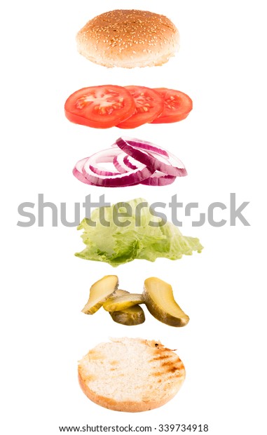 Hamburger Exploded Into Layers Stock Photo 339734918 | Shutterstock