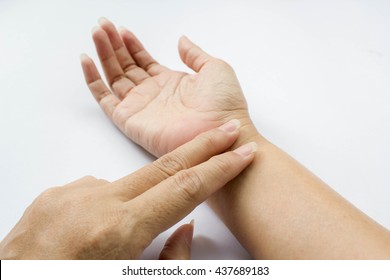 Hand Checking Pulse On White Background Stock Photo 437689183 ...